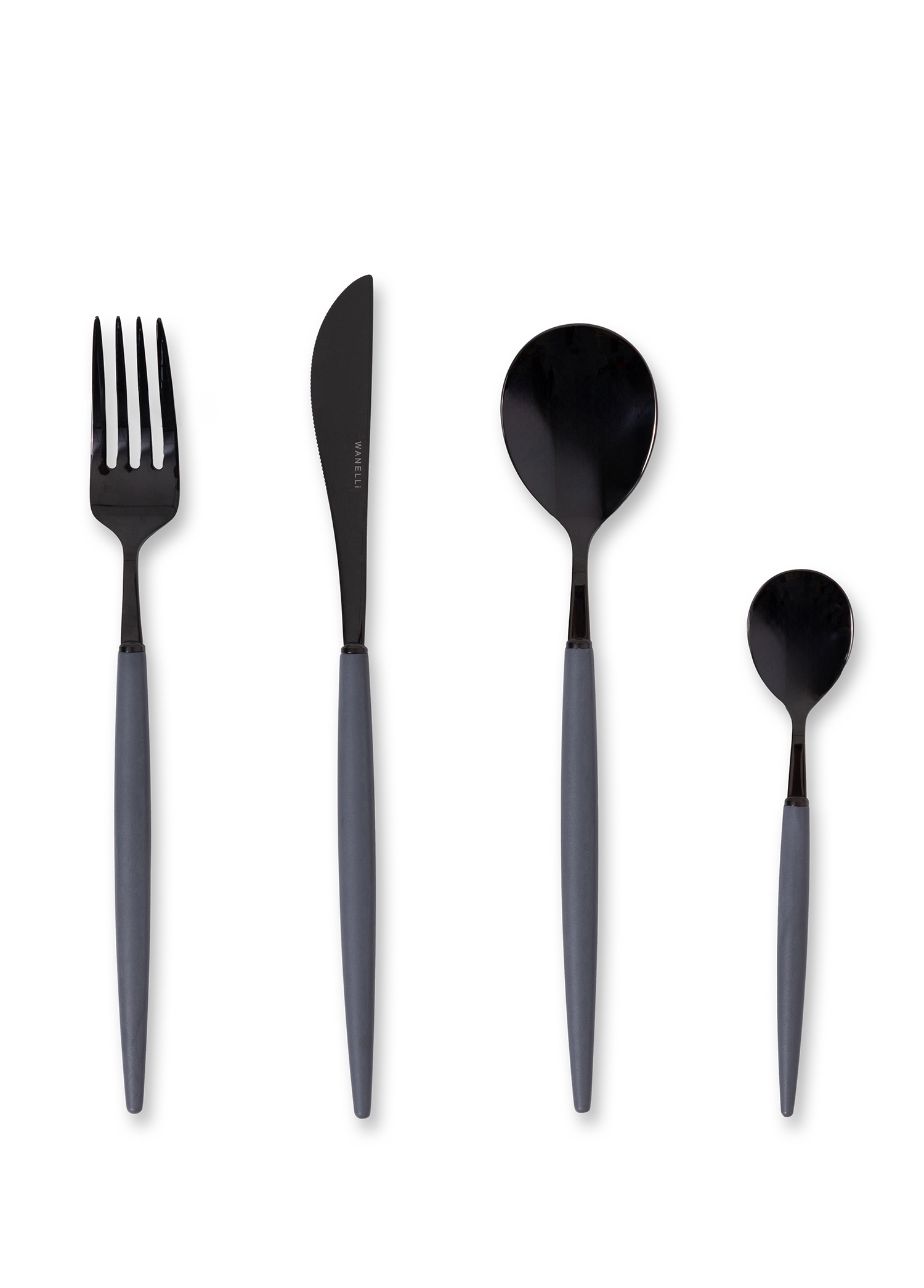 Wanelli - Rotti Gray Black 24 Piece Cutlery Set