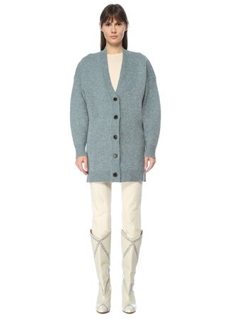 Etoile Isabel Marant Kadın Mavi V Yaka Yün Hırka 38 FR