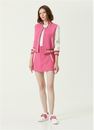 Red Valentino Kadın Pembe Şerit Detaylı Mini Etek 42 IT