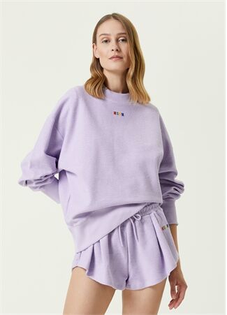 Msgm Kadın Lila Bisiklet Yaka Sweatshirt Mor S EU