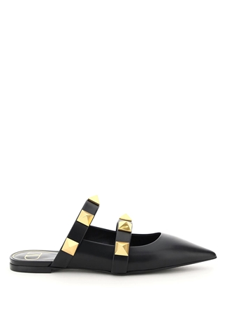 Valentino Garavani Kadın Roman Rockstud Siyah Deri Terlik 37 EU Valentino Garavani Kadın Roman Rockstud Siyah Deri Terlik 37 EU