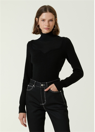 Alexander McQueen Kadın Siyah Dik Yaka Kaşmir Kazak M EU