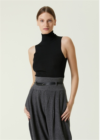 The Row Kadın Siyah Balıkçı Yaka Kolsuz İpek Bluz S Eu