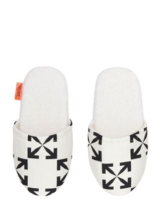 Off-White Siyah Beyaz Baskılı Terlik