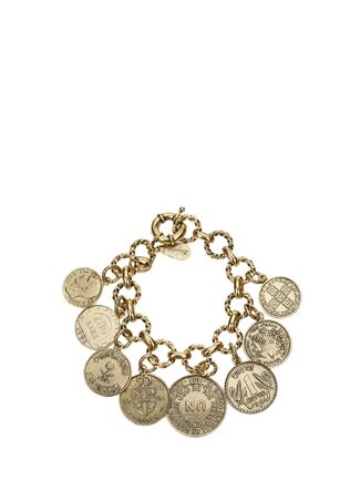 Alcozer & J Kadın Gold Madeni Para Detaylı Bileklik Altın Rengi EU
