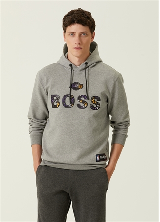 Boss Erkek Gri Kapüşonlu Logolu Sweatshirt S EU Boss Erkek Gri Kapüşonlu Logolu Sweatshirt S EU