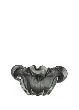 Nordal Kataja Gri Çizgi Dokulu Cam Dekoratif Kase