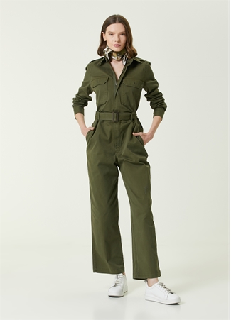 Polo Ralph Lauren Kadın Haki Beli Kuşaklı Maksi Tulum Yeşil 8 US Polo Ralph Lauren Kadın Haki Beli Kuşaklı Maksi Tulum Yeşil 8 US