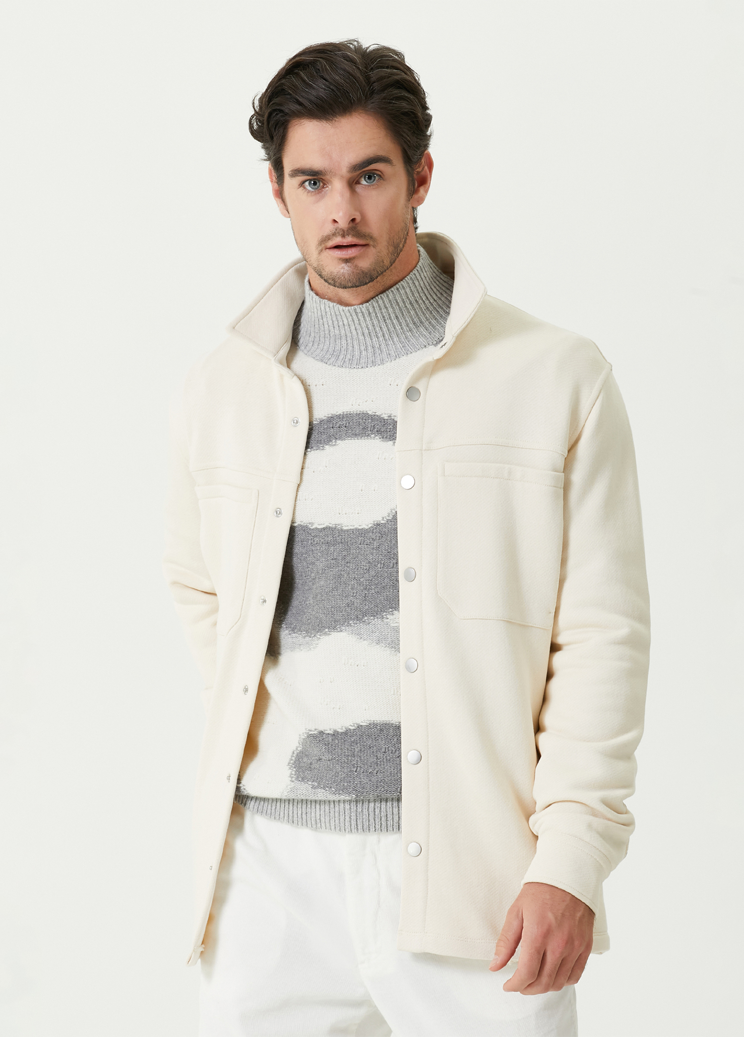 Network - Comfort Fit Ekru Dış Gömlek - Ekru