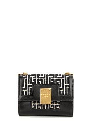 Balmain Kadın Siyah Geometrik Desenli Logolu Omuz Çantası EU Balmain Kadın Siyah Geometrik Desenli Logolu Omuz Çantası EU