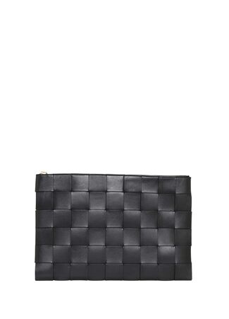 Bottega Veneta Kadın Siyah Örgü Dokulu Deri El Portföyü EU