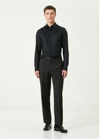Pal Zileri Erkek Siyah Şerit Detaylı Yün Pantolon 48 IT