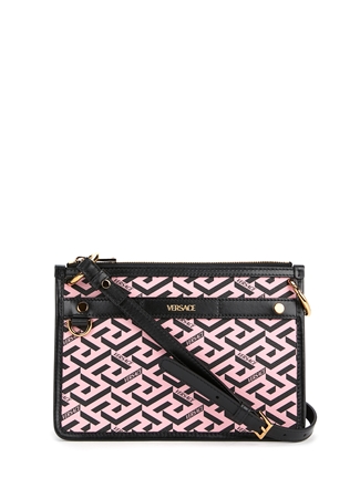 Versace Kadın Pembe Siyah Geometrik Logolu Omuz Çantası EU Versace Kadın Pembe Siyah Geometrik Logolu Omuz Çantası EU