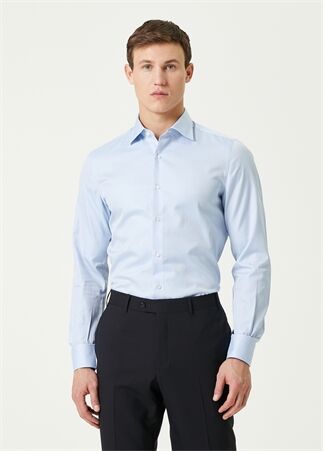 Isaia Erkek Mavi Çizgi Desenli Gömlek 42 IT