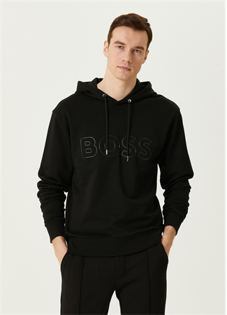 Boss Erkek Siyah Kapüşonlu Logolu Sweatshirt S Eu Boss Erkek Siyah Kapüşonlu Logolu Sweatshirt S Eu