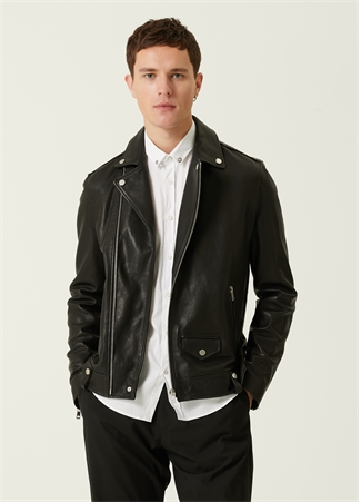 Academia Erkek Siyah Polo Yaka Deri Biker Mont 44 IT Academia Erkek Siyah Polo Yaka Deri Biker Mont 44 IT