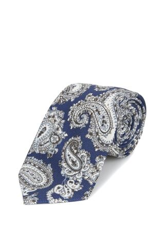 Beymen Collection Erkek Mavi Şal Desenli İpek Kravat Lacivert EU IT
