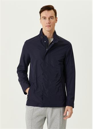 Canali Erkek Lacivert Beli Büzgülü Dış Ceket 48 IT