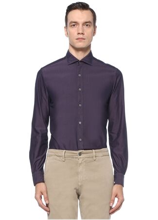 Pal Zileri Erkek Mor Açık Yaka Gömlek 39 IT