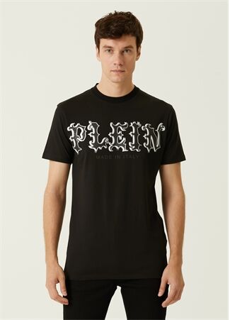 Philipp Plein Erkek Siyah Logo Baskılı T-shirt XL EU