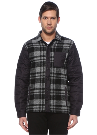 Beymen Club Erkek Antrasit Polo Yaka Ekoseli Puff Garnili Dış Gömlek Gri S