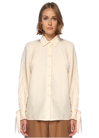 Kenzo Kadın Ekru Klasik Yaka Bağcık Detaylı Bluz Bej 38 FR