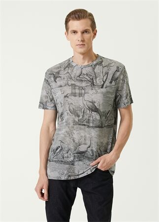 Etro Erkek Gri Figür Desenli T-shirt L EU