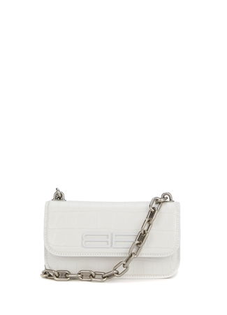 Balenciaga Kadın Beyaz Logo Detaylı Deri Çanta Eu
