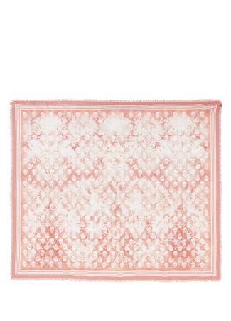 Alexander McQueen Kadın Mercan Batik Desenli Kuru Kafalı Şal Kırmızı EU