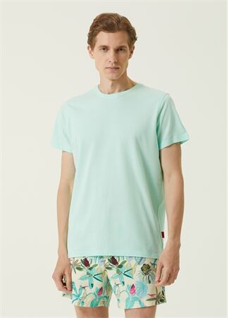 John Frank Erkek Yeşil Basic T-shirt L EU