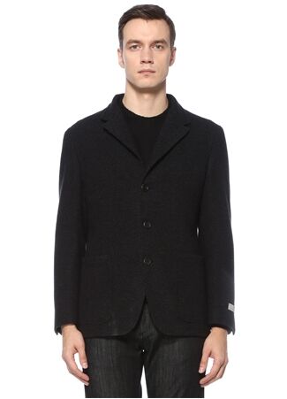 Canali Erkek Siyah Kelebek Yaka Dokulu Yün Ceket Gri 58 IT