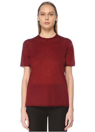 Joseph Kadın Bordo Bisiklet Yaka Kaşmir T-shirt XS EU