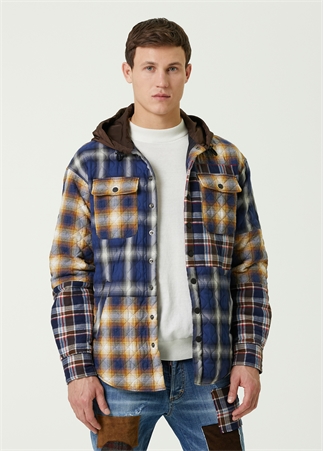 Dsquared2 Erkek Lacivert Kapüşonlu Patchwork Desenli Dış Gömlek 50 IT Dsquared2 Erkek Lacivert Kapüşonlu Patchwork Desenli Dış Gömlek 50 IT