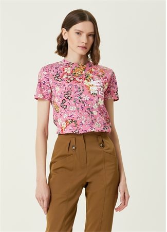 Etro Kadın Pembe Bisiklet Yaka Çiçekli T-shirt 38 It