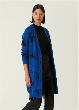 Red Valentino Kadın Mavi V Yaka Çiçekli Uzun Hırka S EU