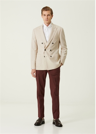 Brunello Cucinelli Erkek Bordo Normal Bel Dar Paça Pantolon 54 IT Brunello Cucinelli Erkek Bordo Normal Bel Dar Paça Pantolon 54 IT