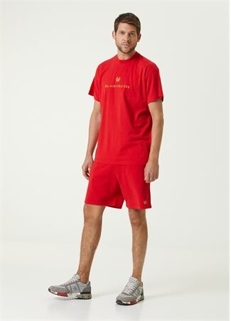 Bel-Air Erkek Kırmızı Bisiklet Yaka Logolu T-shirt XS EU