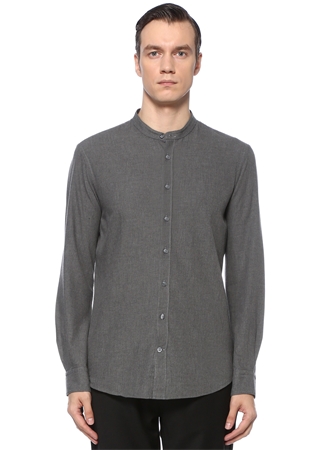 Beymen Collection Erkek Gri Guru Yaka Flanel Gömlek 38 IT Beymen Collection Erkek Gri Guru Yaka Flanel Gömlek 38 IT
