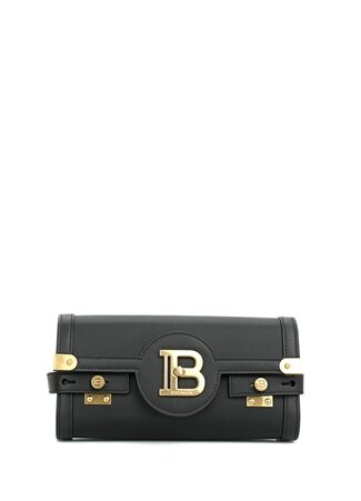 Balmain Kadın Siyah Logolu Deri Omuz Çantası EU
