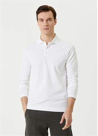 Z Zegna Erkek Beyaz Polo Yaka Sweatshirt M Eu