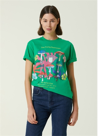 Death is Easy Kadın No Tourist Clib Yeşil Baskılı T-shirt S EU Death is Easy Kadın No Tourist Clib Yeşil Baskılı T-shirt S EU