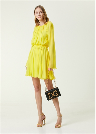 Dolce&Gabbana Kadın Sarı Yarasa Kol Mini İpek Elbise 38 IT Dolce&Gabbana Kadın Sarı Yarasa Kol Mini İpek Elbise 38 IT