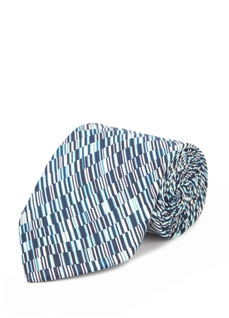 Pal Zileri Erkek Lacivert Beyaz Karışık Çizgi Desenli İpek Kravat Mavi EU Pal Zileri Erkek Lacivert Beyaz Karışık Çizgi Desenli İpek Kravat Mavi EU