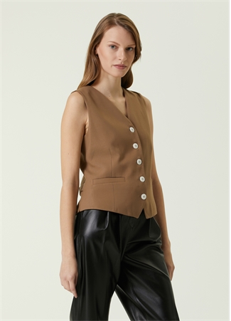 Muse For All Kadın Blane Camel V Yaka Yelek Kahverengi 36 EU Muse For All Kadın Blane Camel V Yaka Yelek Kahverengi 36 EU