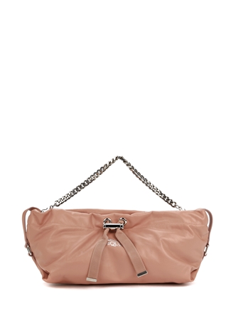 Alexander McQueen Kadın Altın Rengi Logolu Deri Omuz Çantası Pembe EU