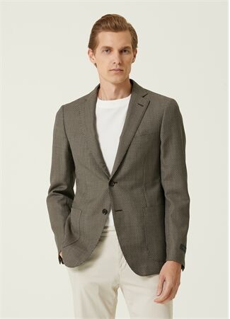 Pal Zileri Erkek Kahverengi Kelebek Yaka Desenli Yün Ceket 50 IT