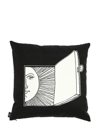 Fornasetti Solingo Siyah Baskılı 40x40 cm Dekoratif Yastık