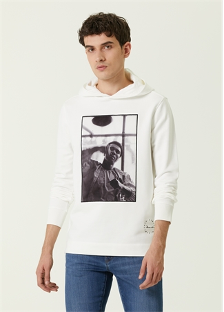 Limitato Erkek Beyaz Kapüşonlu Figür Baskılı Sweatshirt S EU Limitato Erkek Beyaz Kapüşonlu Figür Baskılı Sweatshirt S EU