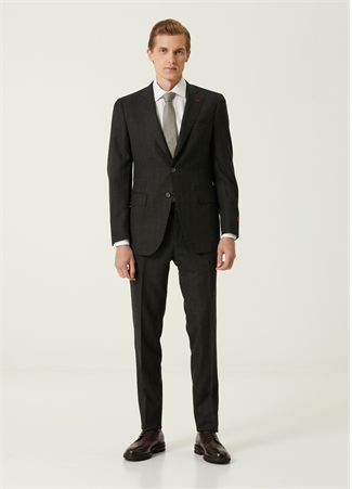 Isaia Erkek Antrasit Çizgi Desenli Yün Takım Elbise Gri 54 IT Isaia Erkek Antrasit Çizgi Desenli Yün Takım Elbise Gri 54 IT