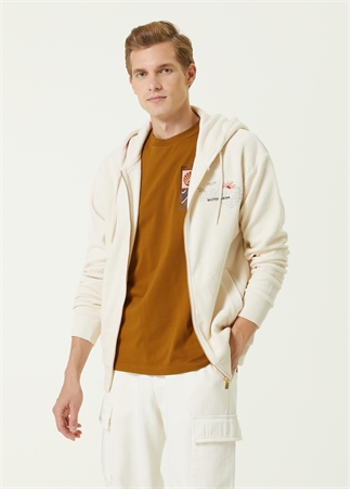 Scotch & Soda Erkek Ekru Kapüşonlu Nakışlı Organik Pamuk Sweatshirt Bej S EU Scotch & Soda Erkek Ekru Kapüşonlu Nakışlı Organik Pamuk Sweatshirt Bej S EU